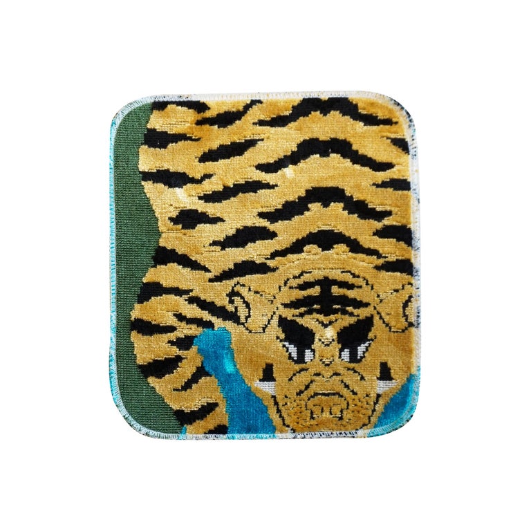 Decorative Table Mat with Velvet Tibetan TIger For Sale at 1stDibs