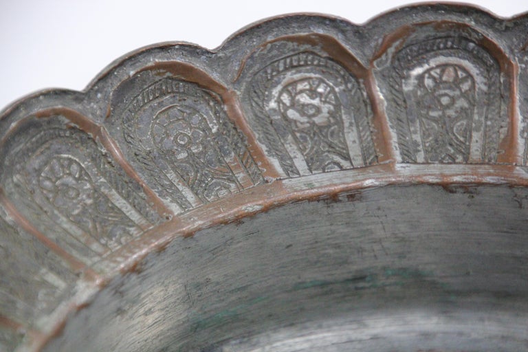 Decorative Tinned Copper South Asian Round Box with Lid For Sale at 1stDibs