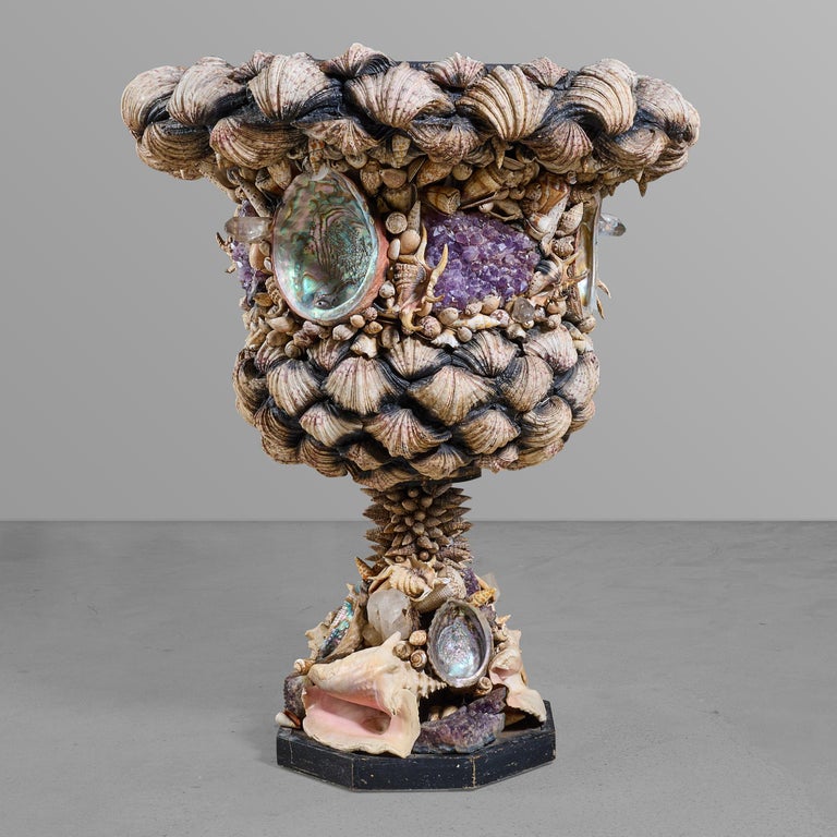 Decorative Urn with Shells and Crystals For Sale at 1stDibs