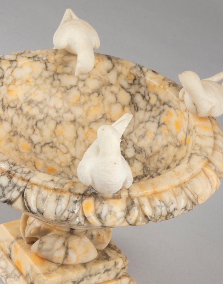 Decorative Vintage Marble Bowl with Birds at 1stDibs