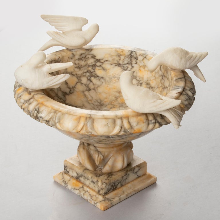 Decorative Vintage Marble Bowl with Birds at 1stDibs