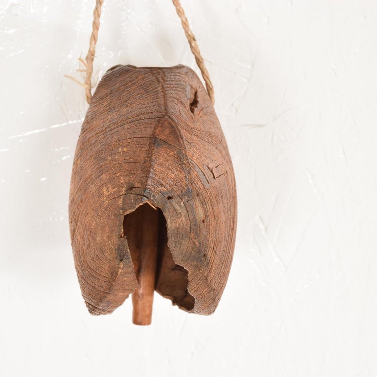 Decorative Vintage Oakwood Cow Bell For Sale at 1stDibs