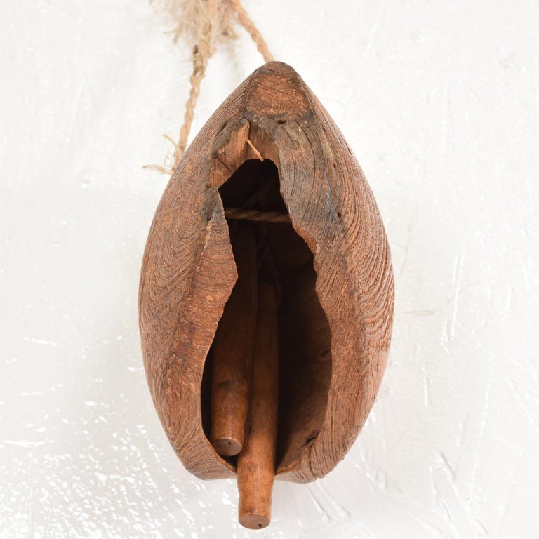 Decorative Vintage Oakwood Cow Bell For Sale at 1stDibs