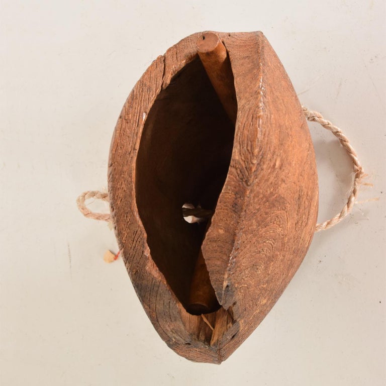Decorative Vintage Oakwood Cow Bell For Sale at 1stDibs