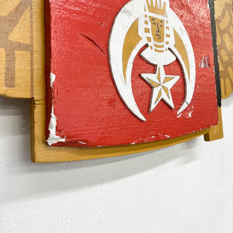 Vintage Shriners Red Emblem Wood Wall Plaque American Masonic Society ...