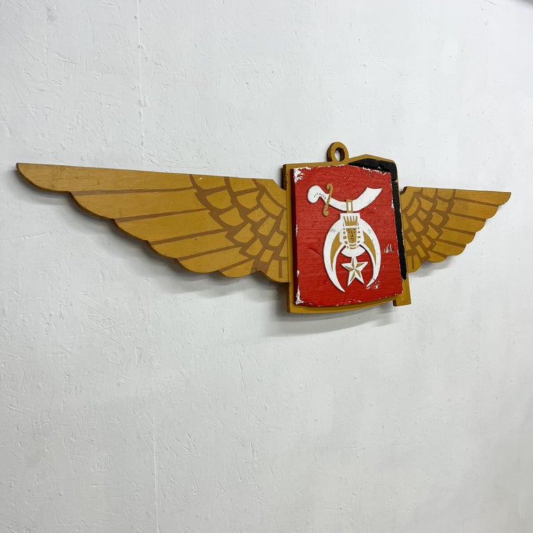 Vintage Shriners Red Emblem Wood Wall Plaque American Masonic Society ...