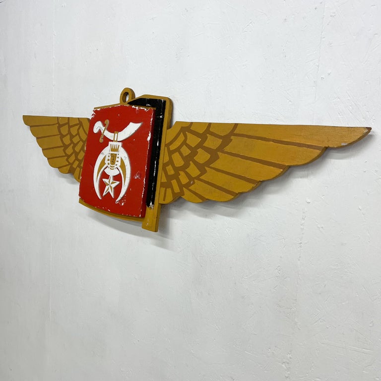 Vintage Shriners Red Emblem Wood Wall Plaque American Masonic Society ...