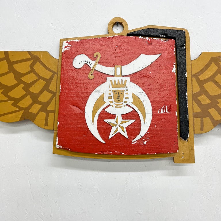 Vintage Shriners Red Emblem Wood Wall Plaque American Masonic Society ...