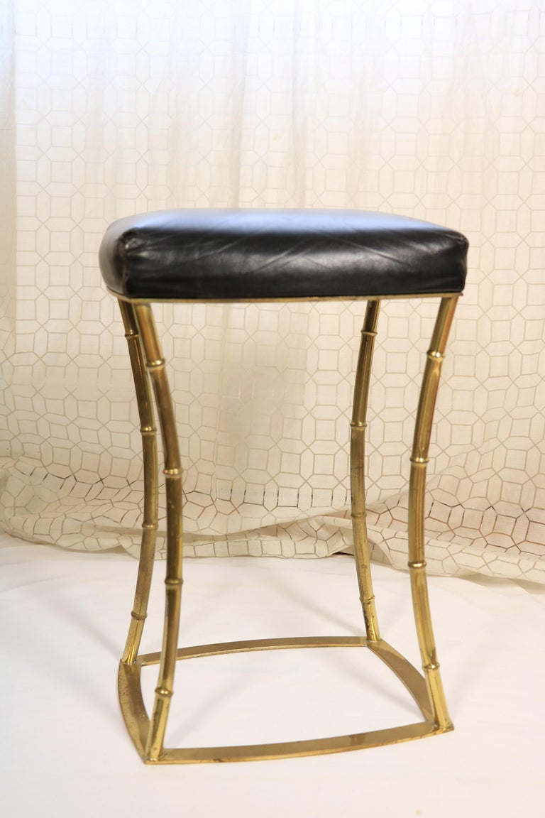Attractive stool of the 1960s Bamboo Design, Brass For Sale at 1stDibs