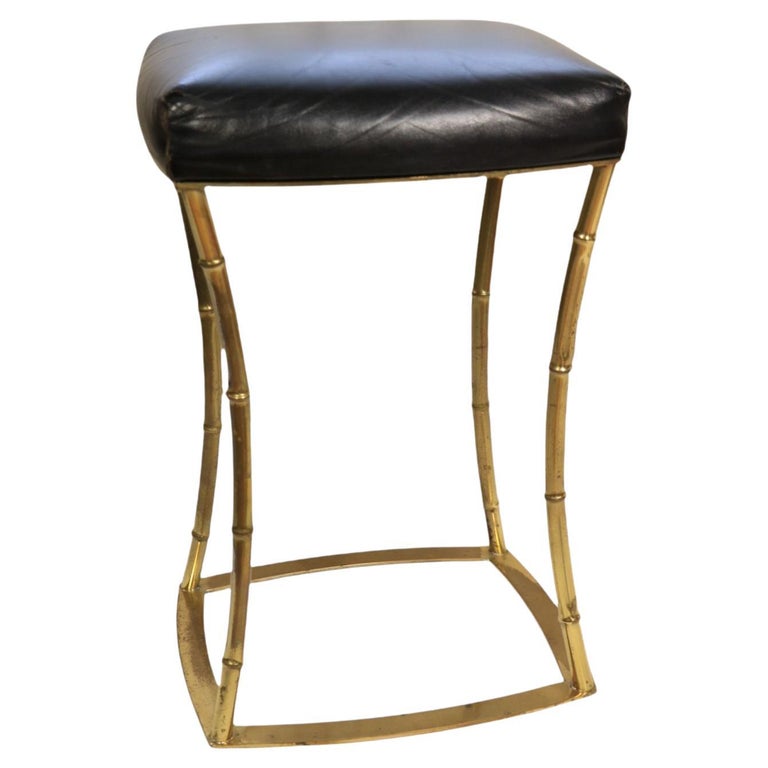 Attractive stool of the 1960s Bamboo Design, Brass For Sale at 1stDibs