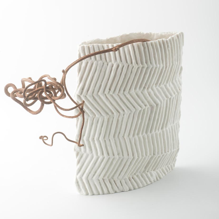 DECORATIVE WHITE PORCELAIN AND PAPERCLAY VASE - Landscape 12 - unique ...