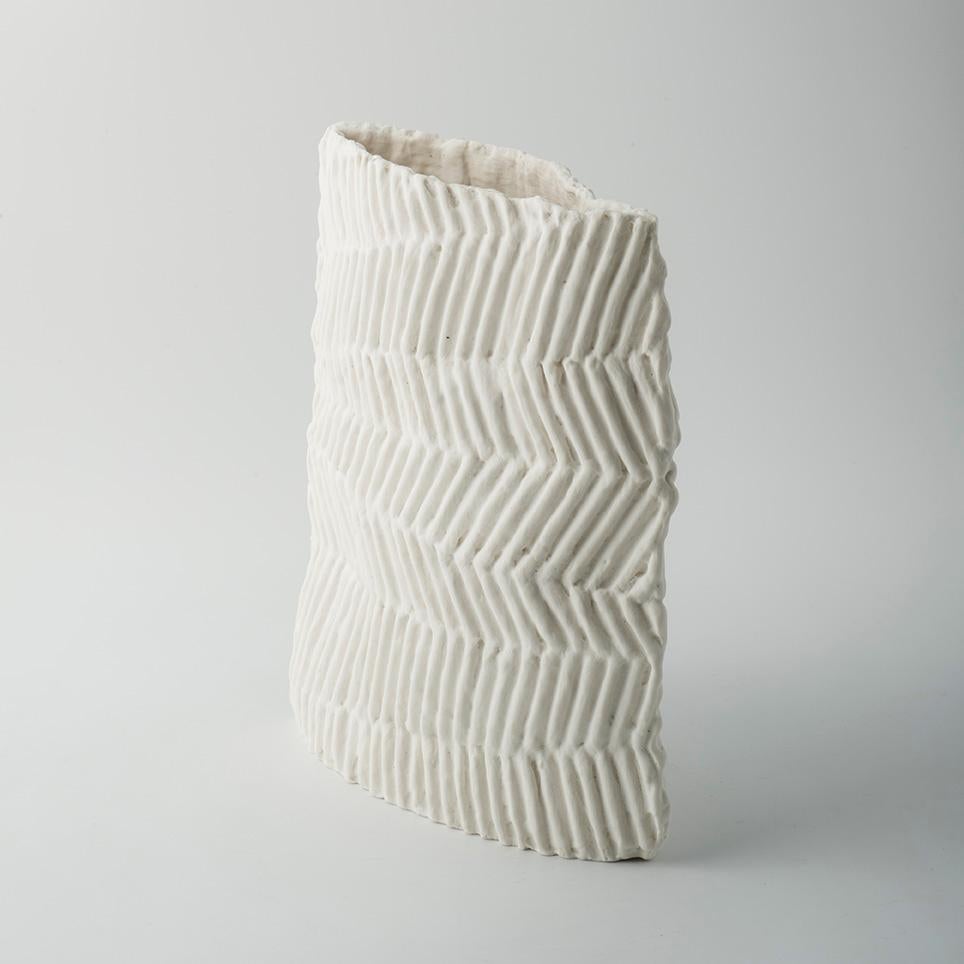 DECORATIVE WHITE PORCELAIN AND PAPERCLAY VASE - Landscape 12 - unique ...