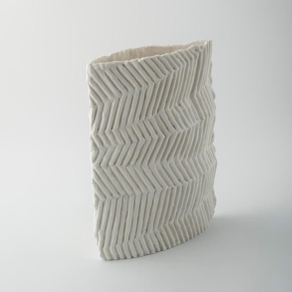 DECORATIVE WHITE PORCELAIN AND PAPERCLAY VASE - Landscape 12 - unique ...