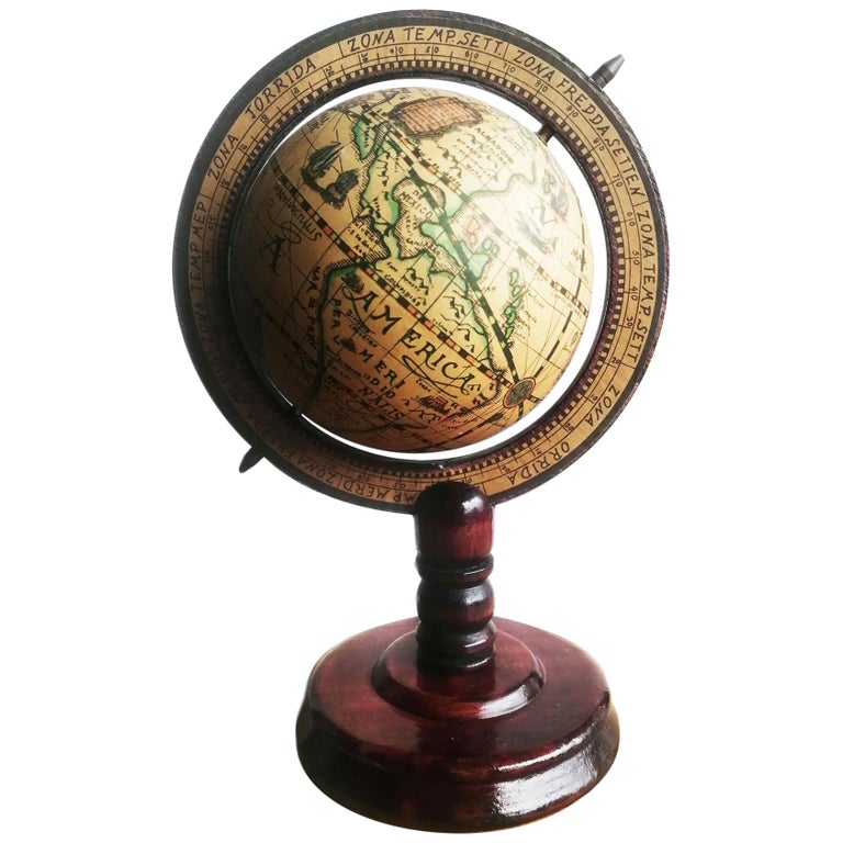 Decorative World Ball with Wooden Foot, 20th Century at 1stDibs