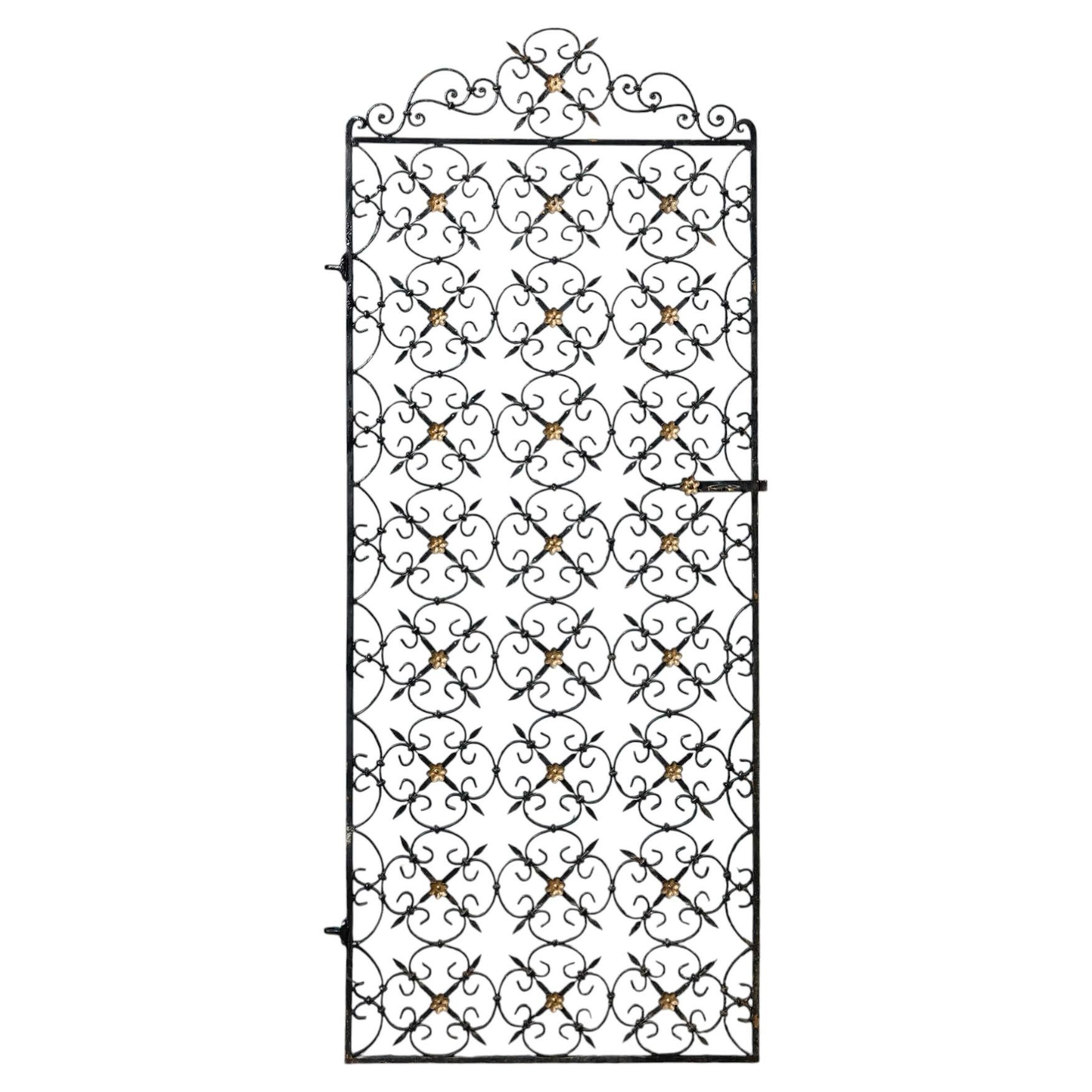 Large Spanish Wrought Iron Medieval Style Gate with Transom, Single ...