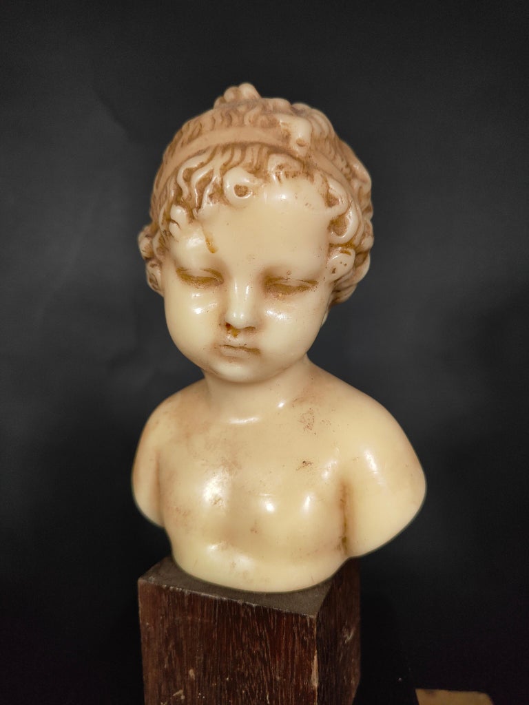 Decorative XIX Century Child Wax Bust For Sale at 1stDibs