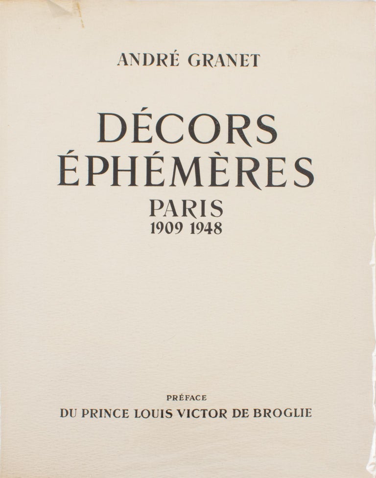Décors Ephéméres Ephemeral Decoration, French Book by André Granet, Edition 1948 For Sale at 1stDibs