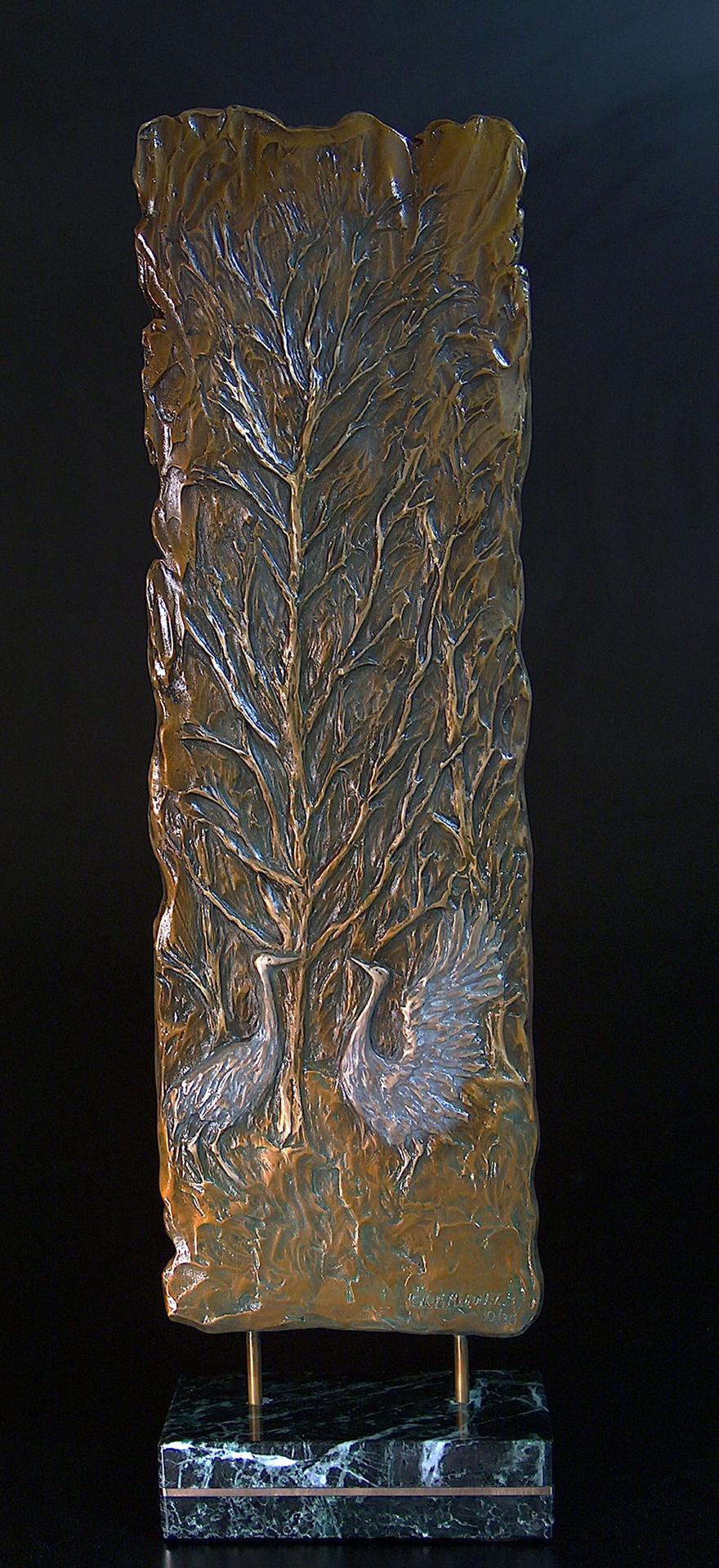 Dee Clements - Standing Cranes Relief For Sale at 1stDibs