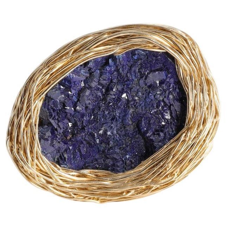 Deep Blue Azurite Statement or Cocktail Ring 14 K Yellow Gold F. by the ...