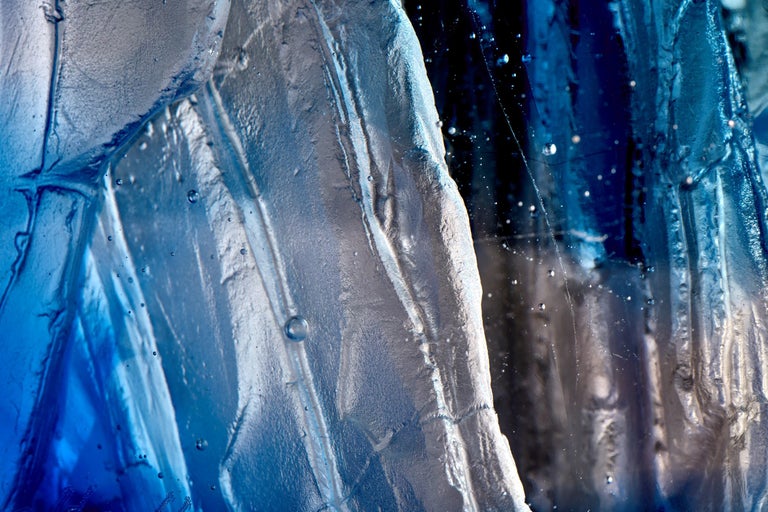 Deep Blue Cliff, a Rich Blue and Grey Glass Cliff Artwork by Crispian ...