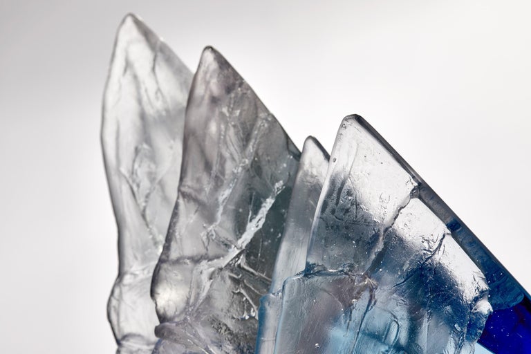 Deep Blue Cliff, a Rich Blue and Grey Glass Cliff Artwork by Crispian ...