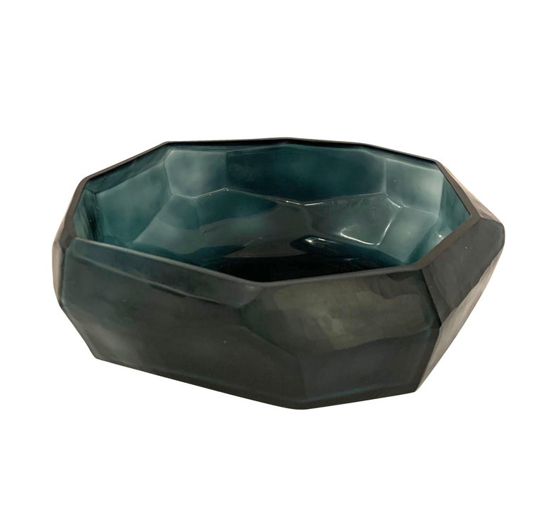 Deep Blue Glass Cubist Shape Bowl, Romania, Contemporary For Sale at ...