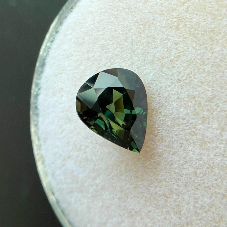 Deep Blue Green Sapphire 1.20ct Pear Teardrop Cut Loose Gemstone 7x5 ...