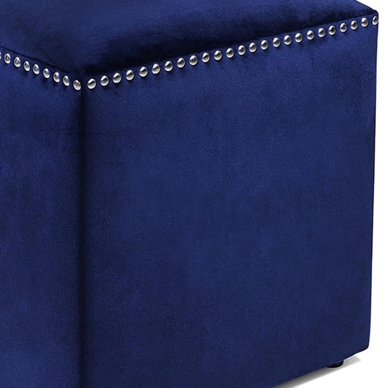 Deep Blue Stool with Blue Velvet Fabric For Sale at 1stDibs