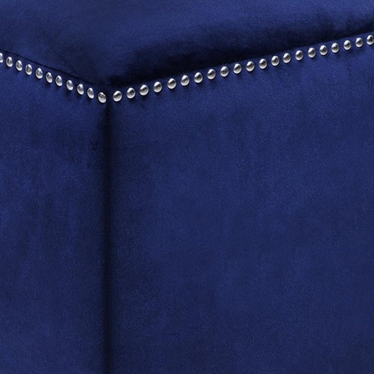 Deep Blue Stool with Blue Velvet Fabric For Sale at 1stDibs