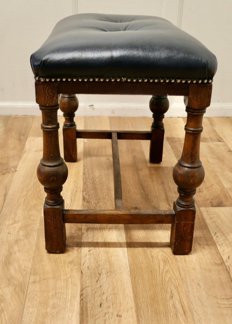Deep Buttoned Chesterfield Leather Library Stool For Sale at 1stDibs