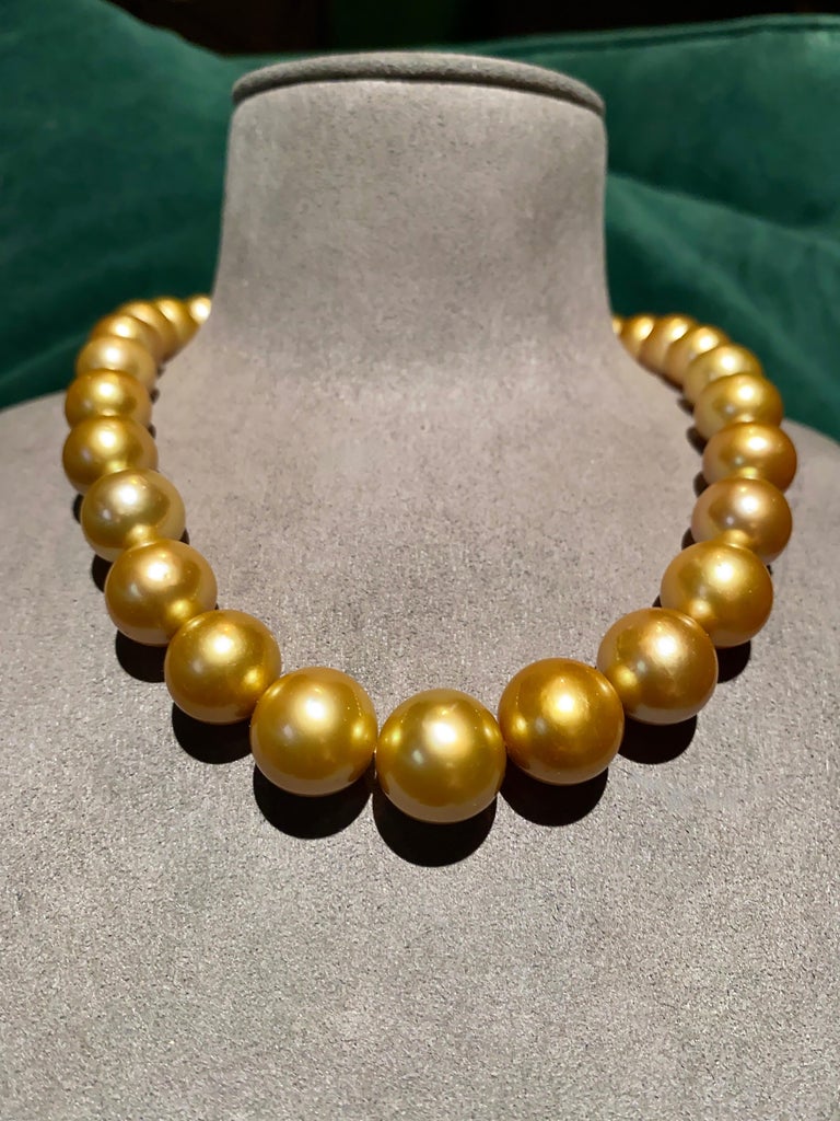 Eostre Deep Golden South Sea Pearl Necklace with 18K Ruby and Diamond ...