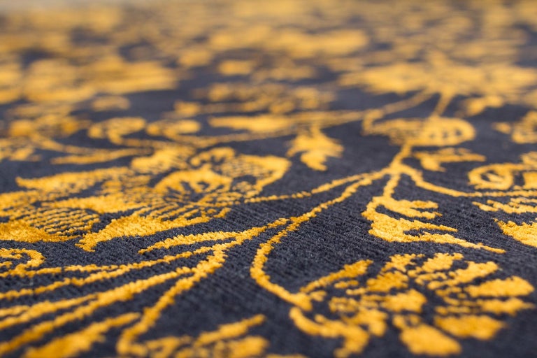 Deep Navy Blue and Gold Traditional Floral Rug For Sale at 1stDibs ...