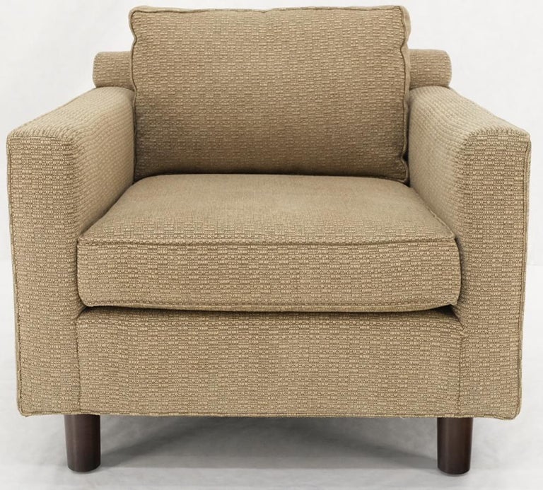 Deep Oatmeal Fabric Upholstery Contemporary Lounge Chair on Dowel Legs ...