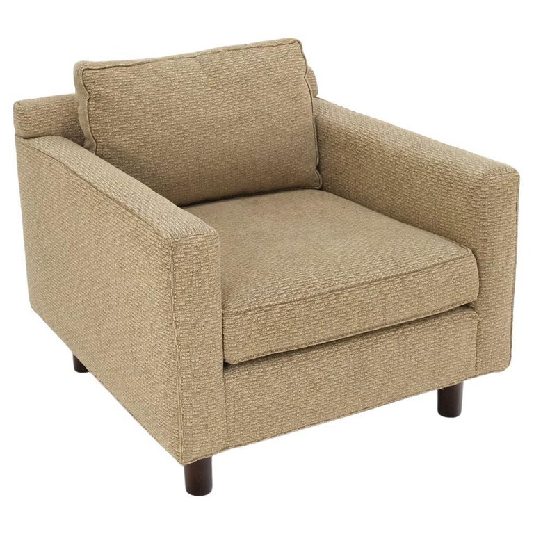 Deep Oatmeal Fabric Upholstery Contemporary Lounge Chair on Dowel Legs ...
