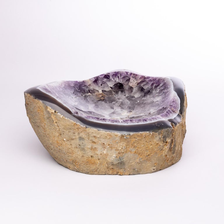 Deep Purple Amethyst Geode Polished Bowl from Madagascar in Organic ...