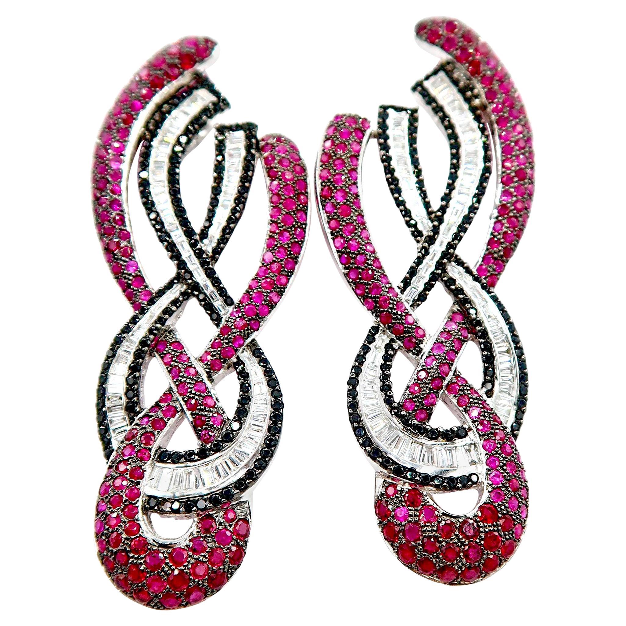 Dior Pave Ruby Diamond Gold Twist Earrings at 1stDibs