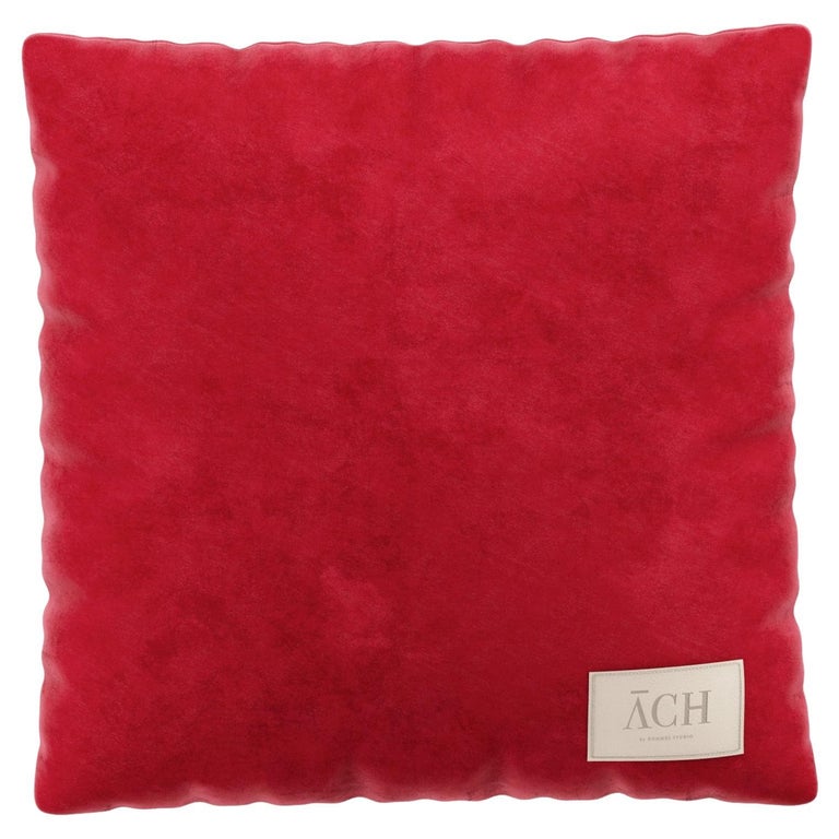 Deep Red Square Pillow, Red Modern Cushion Double Side in Soft Velvet ...