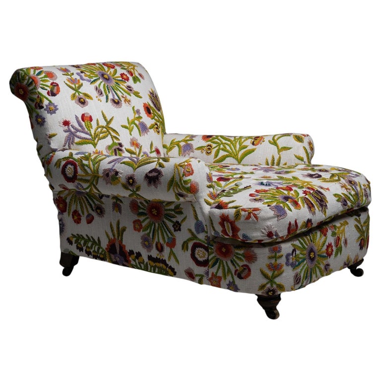 Deep Seated Armchair in Embroidered Fabric by Pierre Frey, England ...