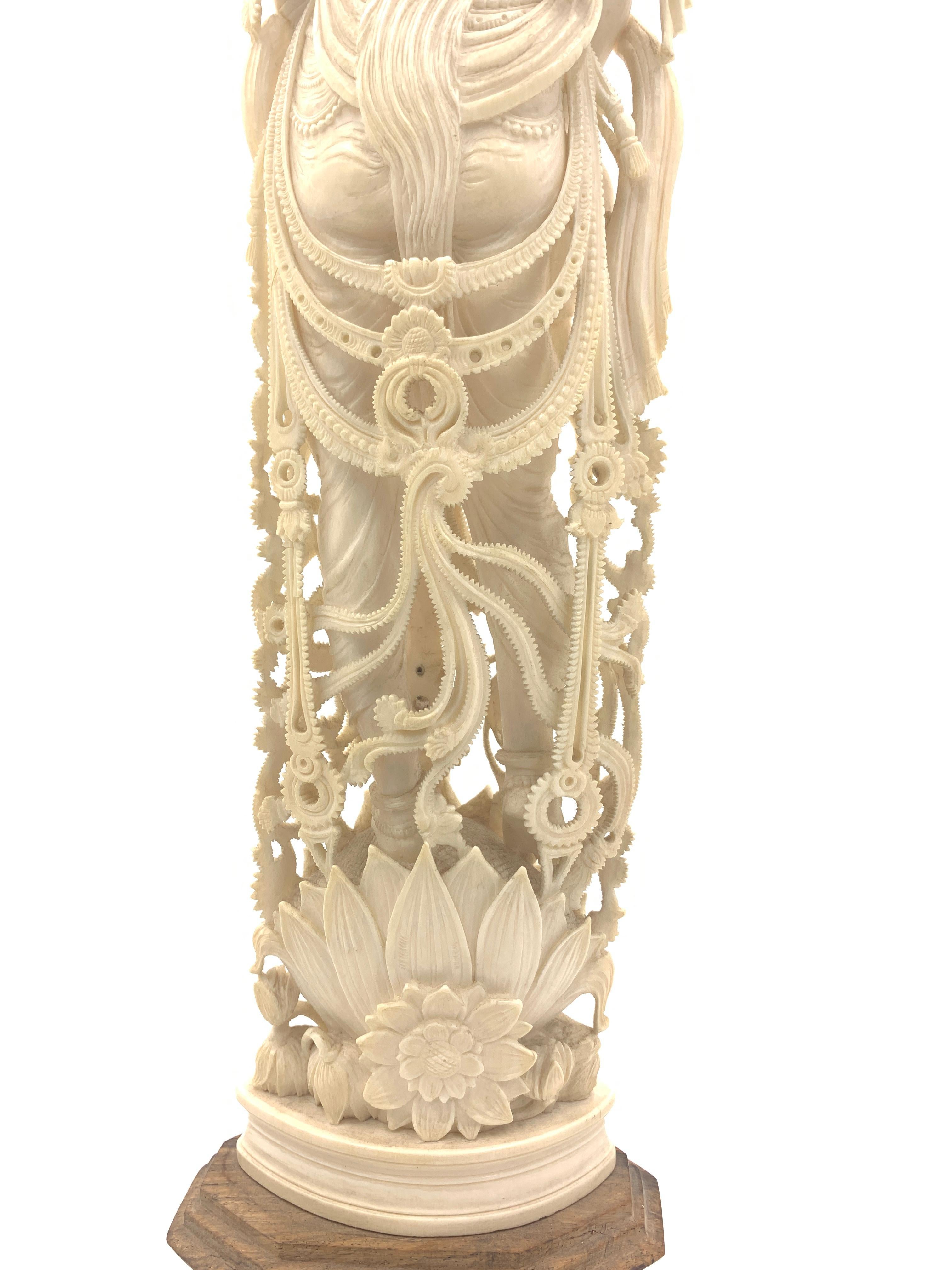 Deeply Carved Indian Ivory God Figure Saraswati For Sale at 1stDibs ...