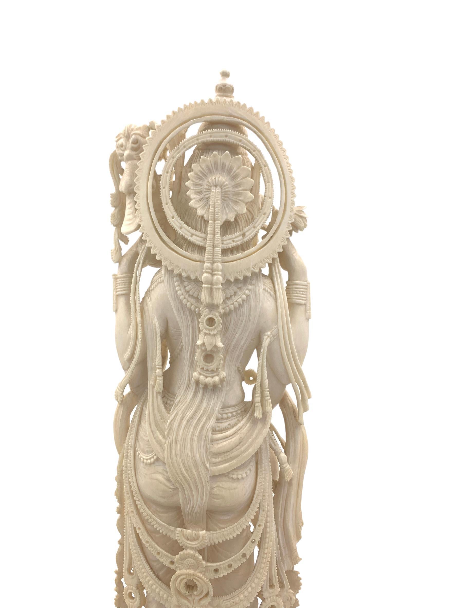 Deeply Carved Indian Ivory God Figure Saraswati For Sale at 1stDibs ...