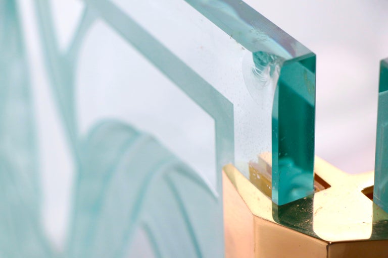 Deeply Etched Glass Mid Century Foliate Coffee Table For Sale at 1stDibs