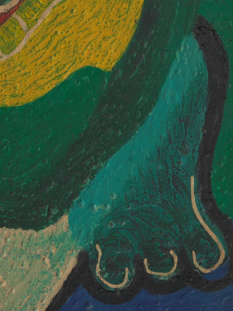 Deformed Head , Style of "Cobra", Acrylic on Foamed Paper, Framed and ...