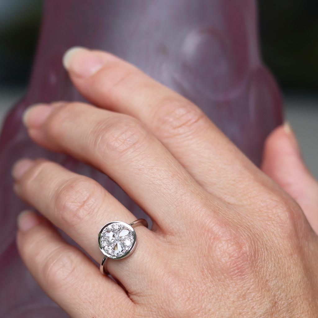 DEGVVS Rose-Cut and DEGVVS Brilliant-Cut Diamond Platinum Mosaic Pave ...