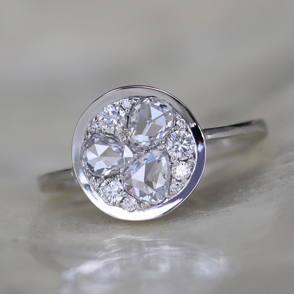DEGVVS Rose-Cut and DEGVVS Brilliant-Cut Diamond Platinum Mosaic Pave ...