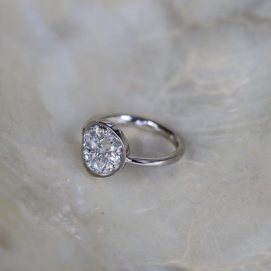 DEGVVS Rose-Cut and DEGVVS Brilliant-Cut Diamond Platinum Mosaic Pave ...