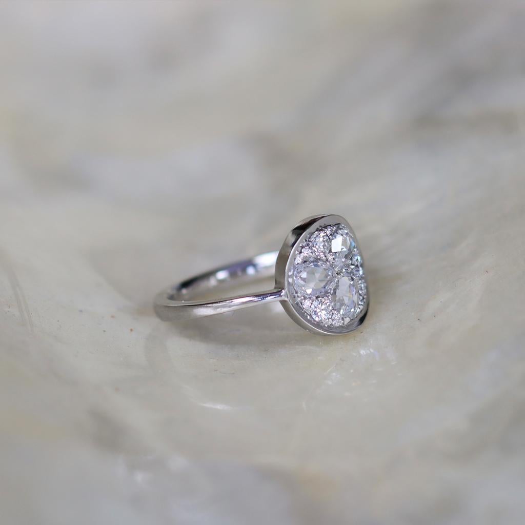 DEGVVS Rose-Cut and DEGVVS Brilliant-Cut Diamond Platinum Mosaic Pave ...