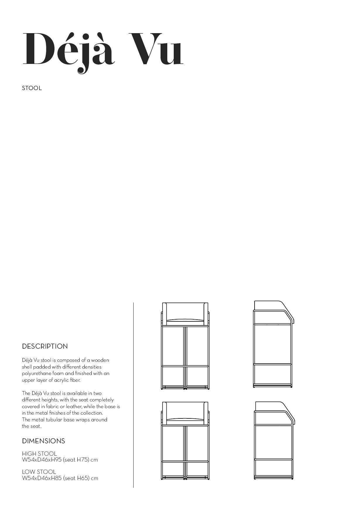 Déjà Vu Stool in Black Leather and Brushed Brass For Sale at 1stDibs