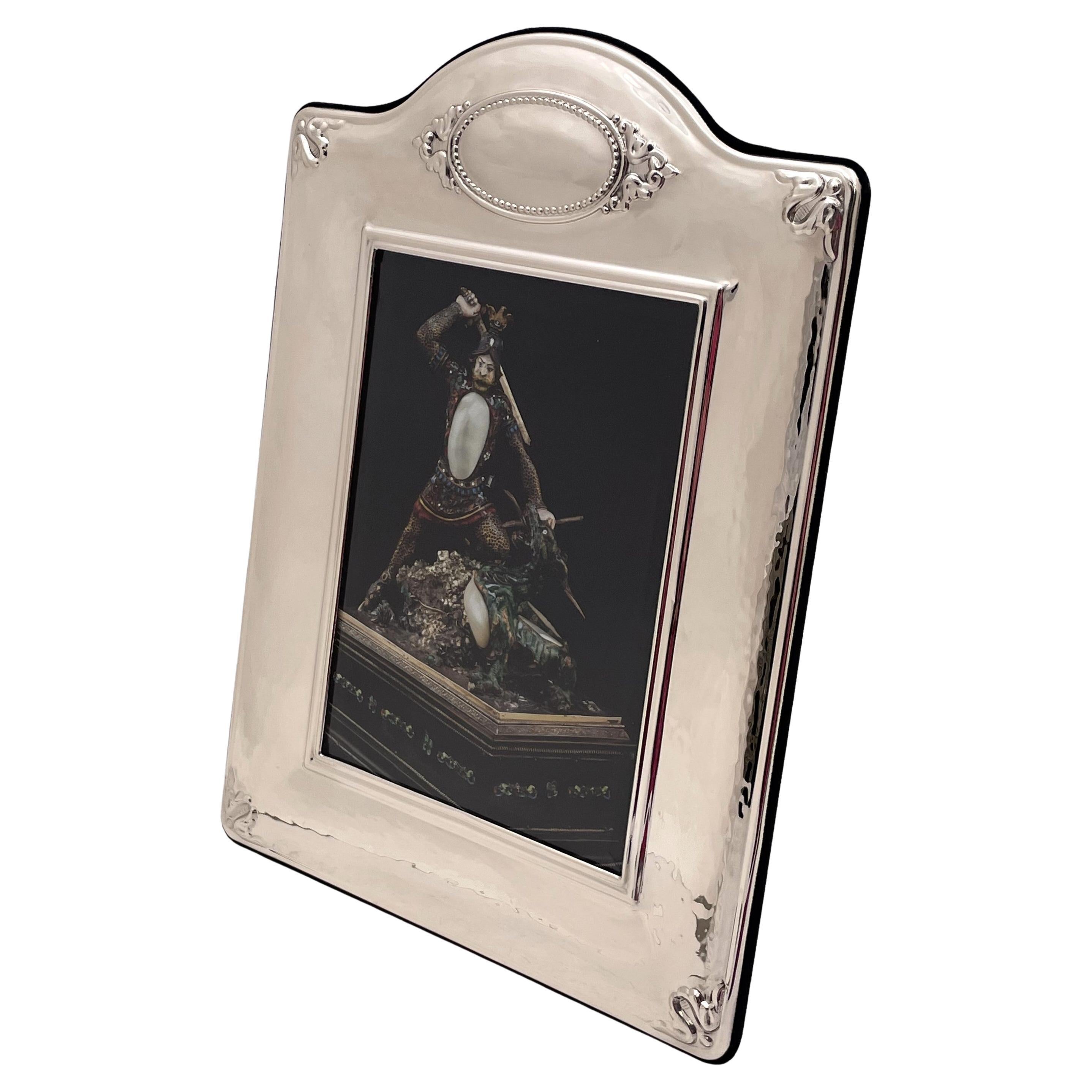 Del Conte Sterling Silver Hammered Italian Picture Frame with Felt Back ...