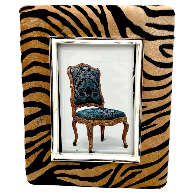 Del Conte Tan Zebra-Striped Frame Sterling Silver For Sale at 1stDibs