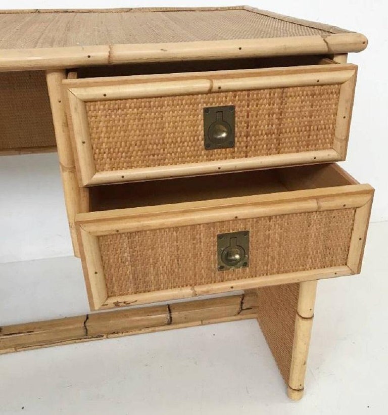 Del Vera Italian Bamboo and Wicker-Rattan Desk at 1stDibs